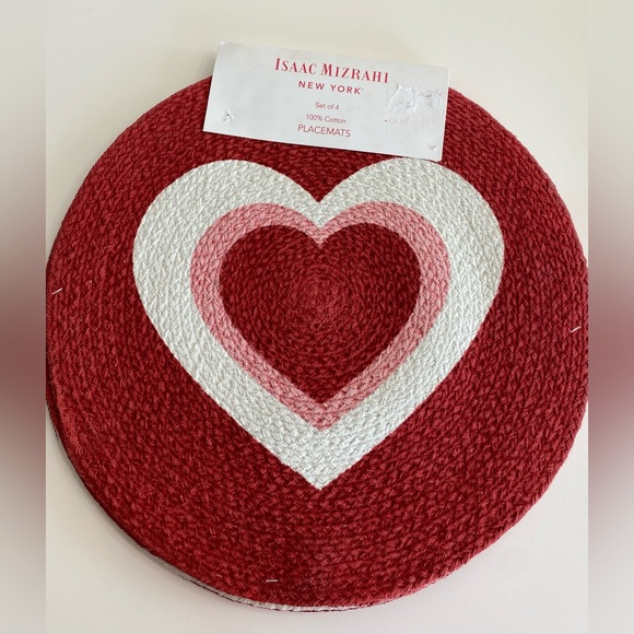 Isaac Mizrahi | Holiday | Valentines Isaac Mizrahi Red White Pink Round Cotton Heart Placemats ...